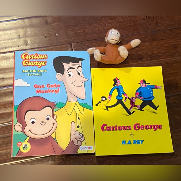 Toys | 3 Piece Curious George Bundle Stuffy Coloring Reading Book ...